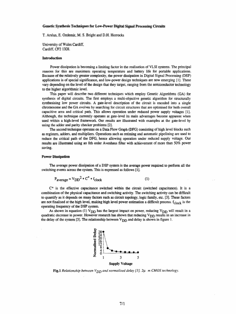 Genetic Algorithms for Structural Synthesis and High-Level Optimization of Low-Power Digital ...