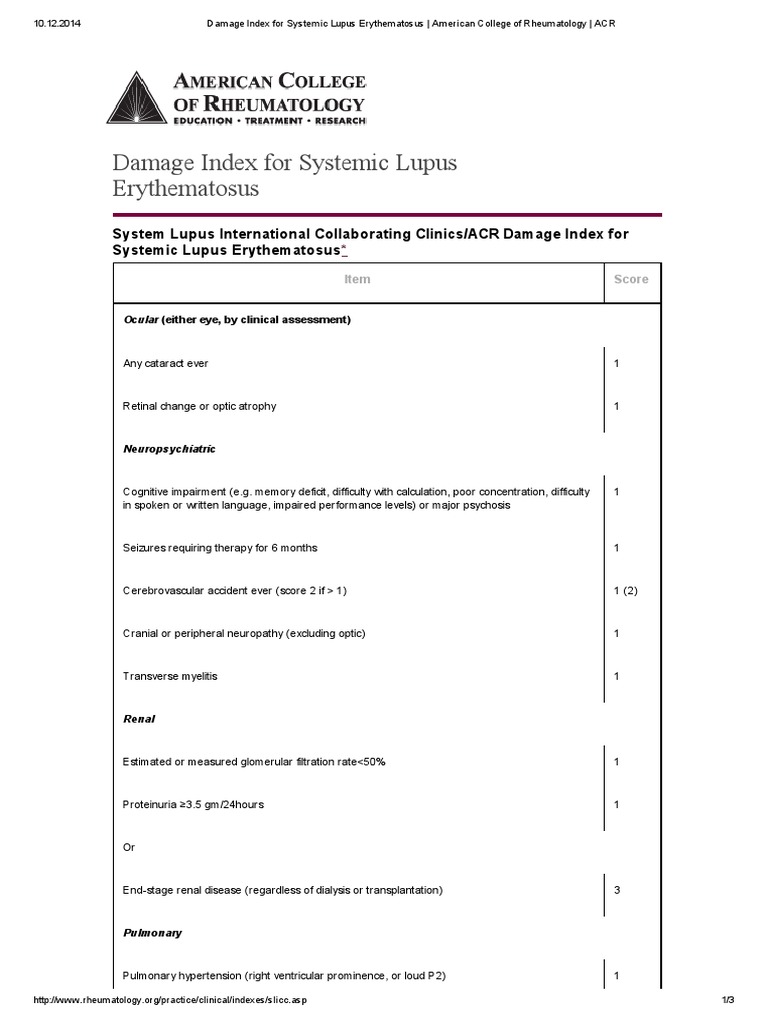 Damage Index for Systemic Lupus Erythematosus _ American College of ...