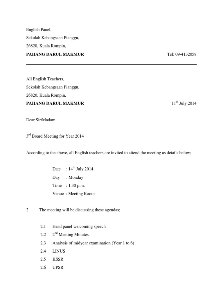 English Panel-Calling Letter | PDF