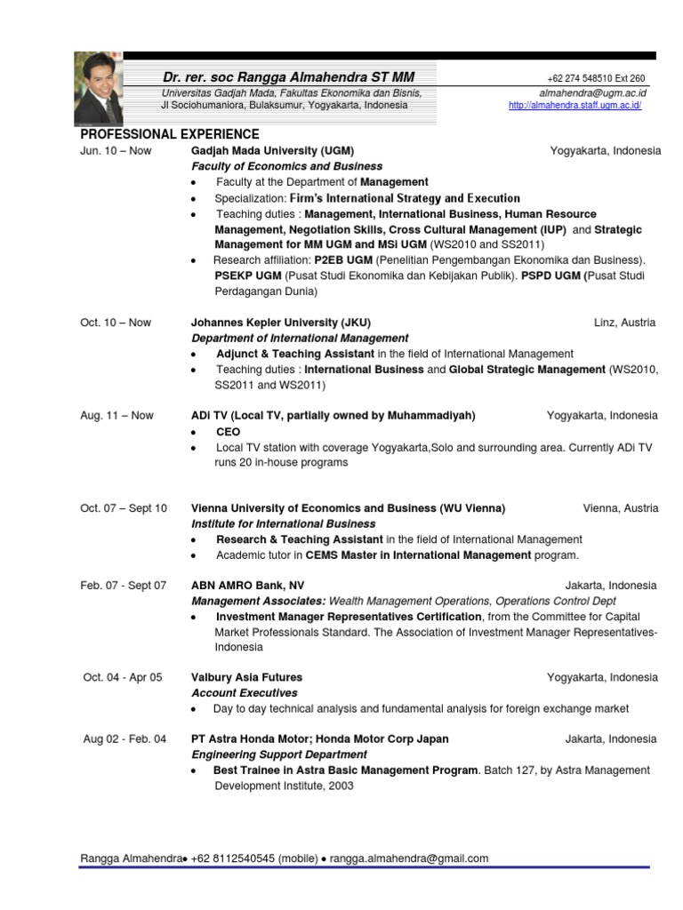 CV - Rangga Almahendra | PDF | Academia | Business