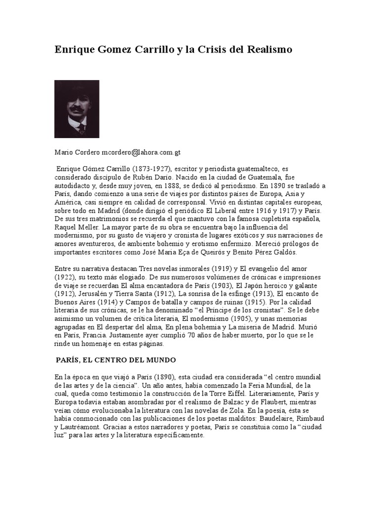 Enrique Gomez Carrillo y La Crisis Del Realismo | PDF | Realismo (Artes ...