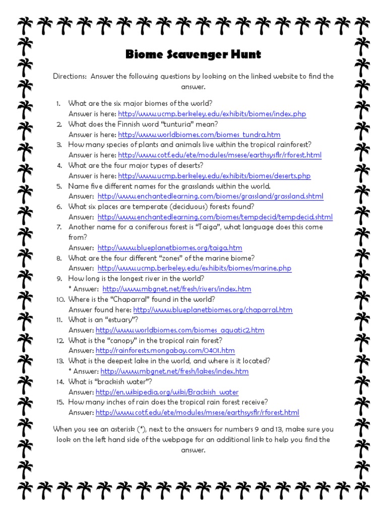 Biome Scavenger Hunt | PDF | Rainforest | Forests