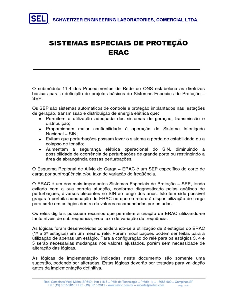 ERAC | PDF | Transmissão de energia elétrica | Frequência