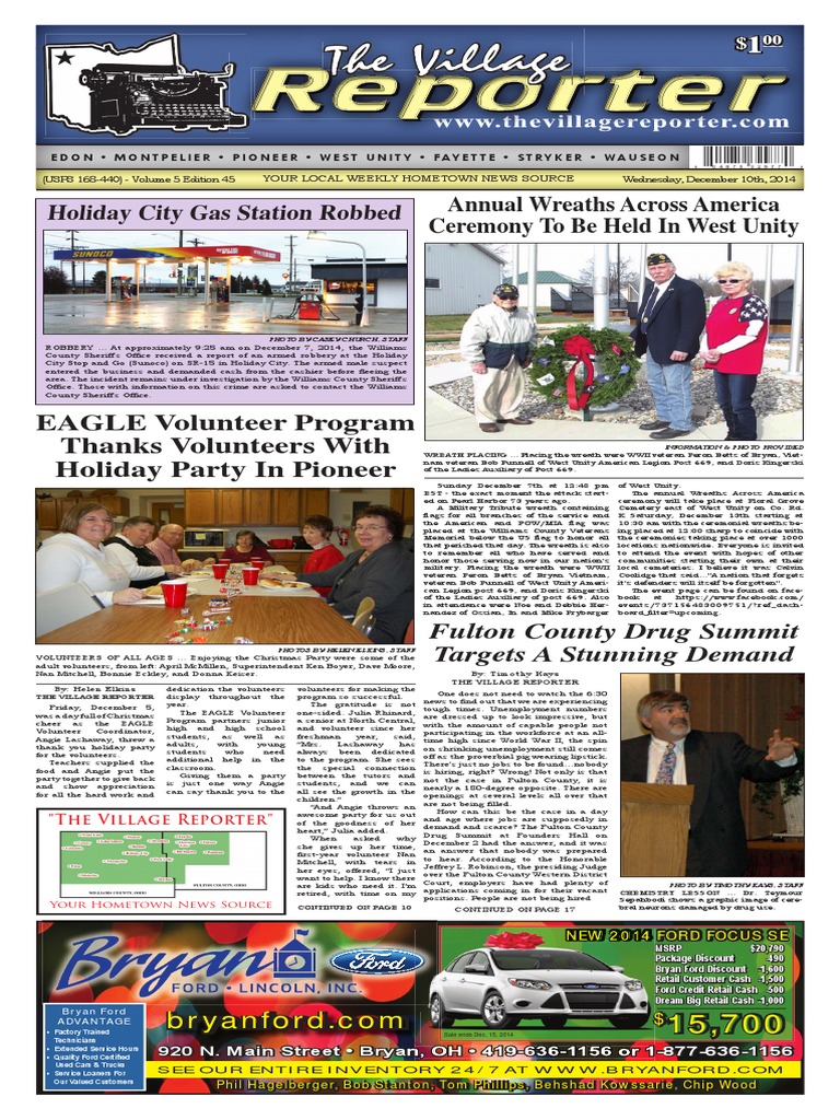 The Village Reporter - December 10th, 2014 PDF | PDF | Hunting | Newspapers