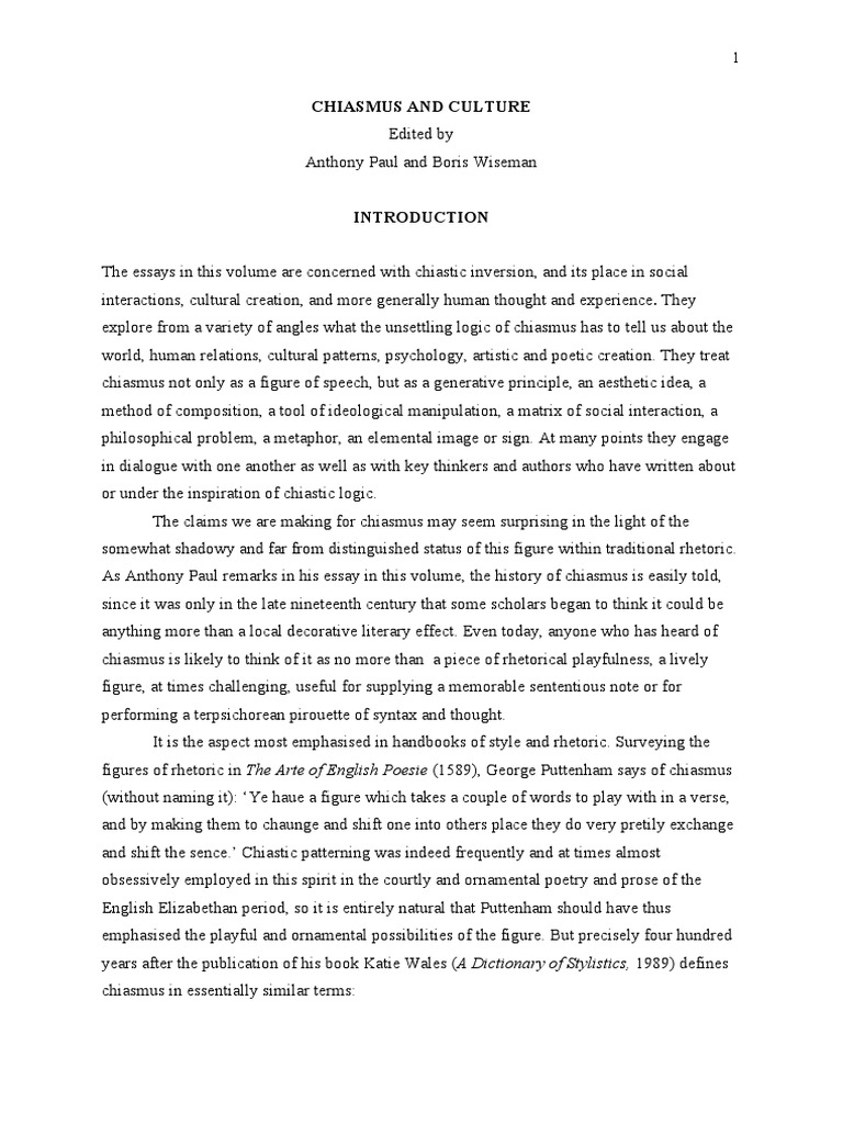 Anthony Paul and Boris Wiseman (Edits.) Introduction From The Book ...