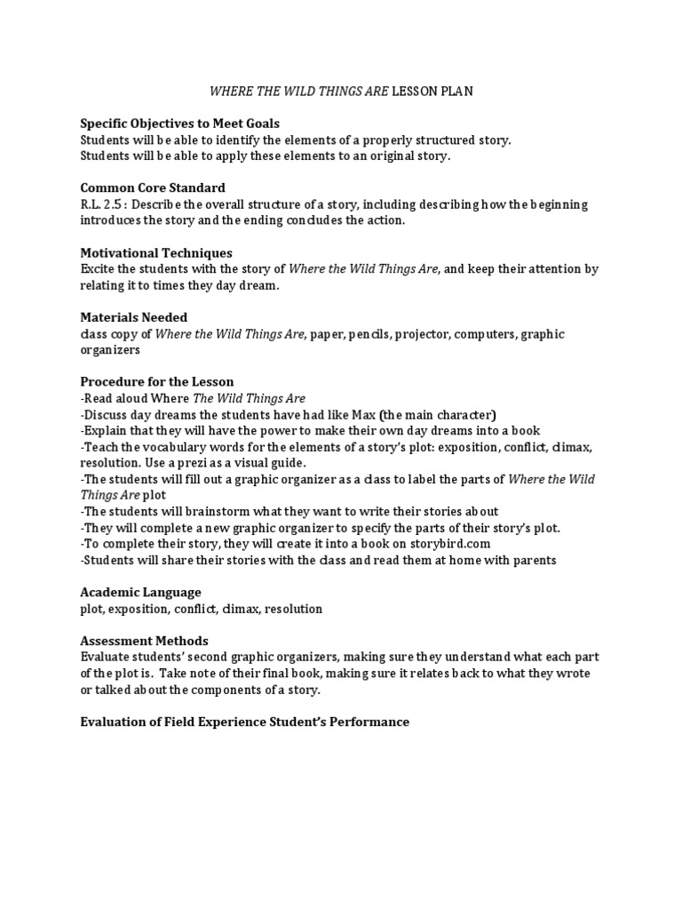 Wherethewildthingsare Lesson Plan | PDF
