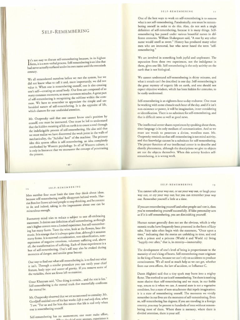 02-Self Remembering - Self Remembering PDF | PDF | Consciousness | Self