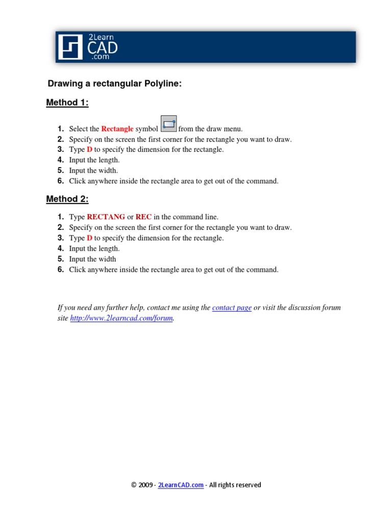 Drawing A Rectangular Polyline: Method 1:: Rectangle D | PDF