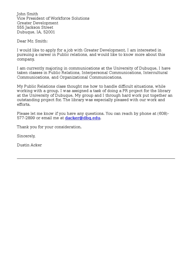 Job Application for Public Relations Role | PDF
