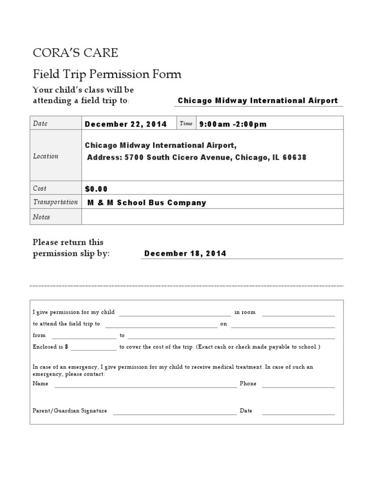 School Field Trip Permission Slip | PDF