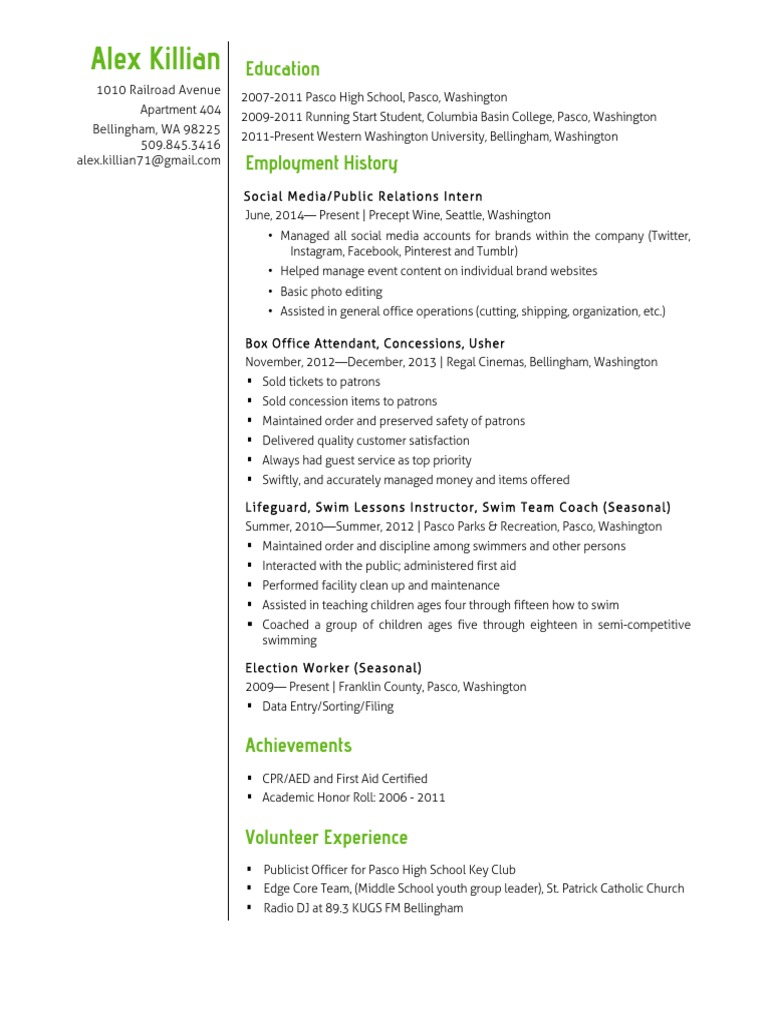 Alex Killian's Resume and Experience | PDF