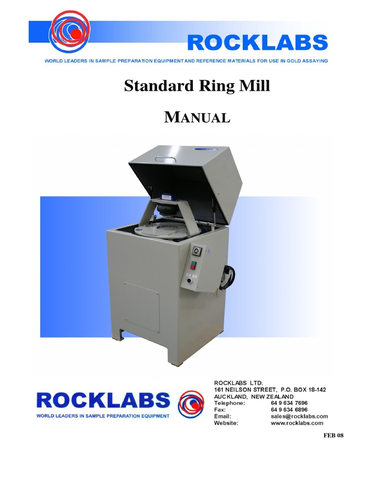 Rocklabs Standard Ring Mill Manual | PDF | Steel | Screw