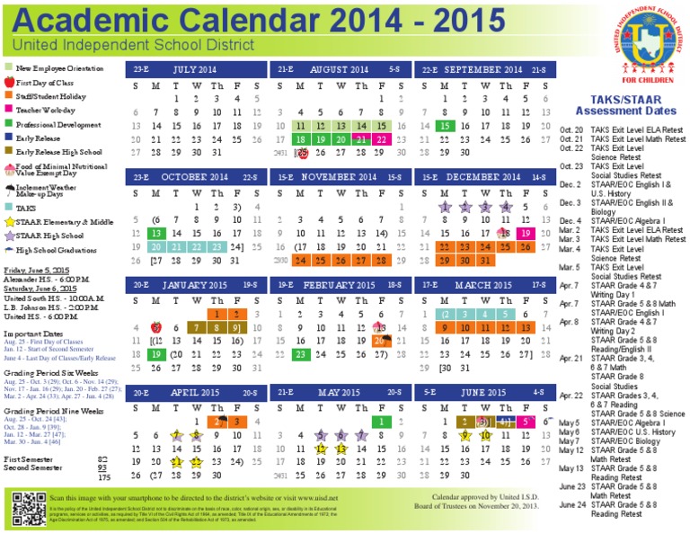 Academic Calendar 2014 2015 | Download Free PDF | Academic Term | Schools