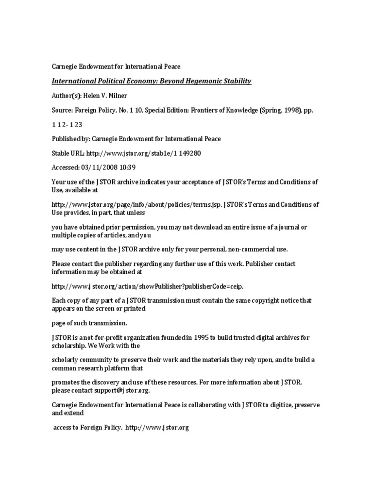 International Political Economy Beyond Hegemonic Stability | PDF ...