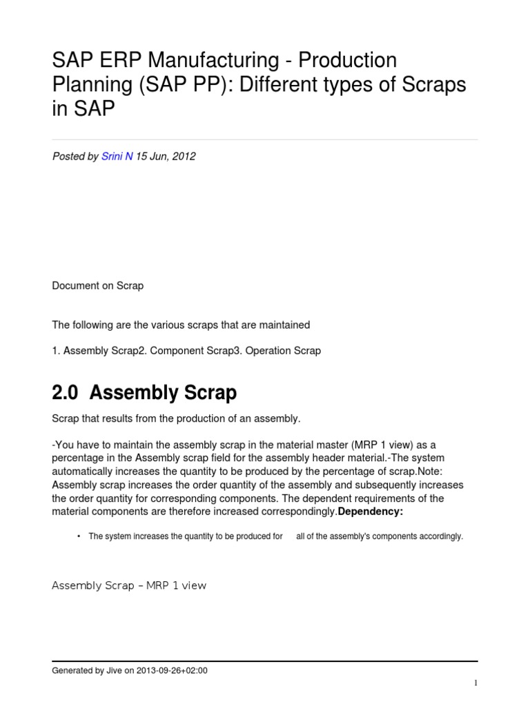 Different Types of Scraps in Sap | PDF | Information Technology ...
