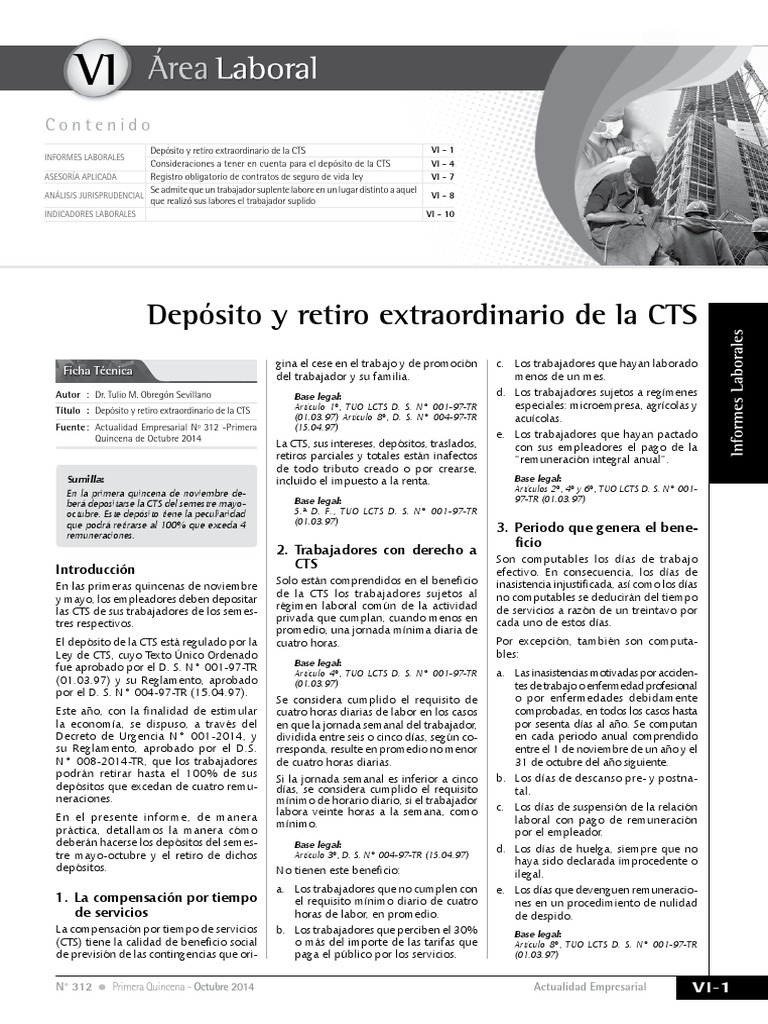 Cts Resumen | PDF | Salario | Liquidación