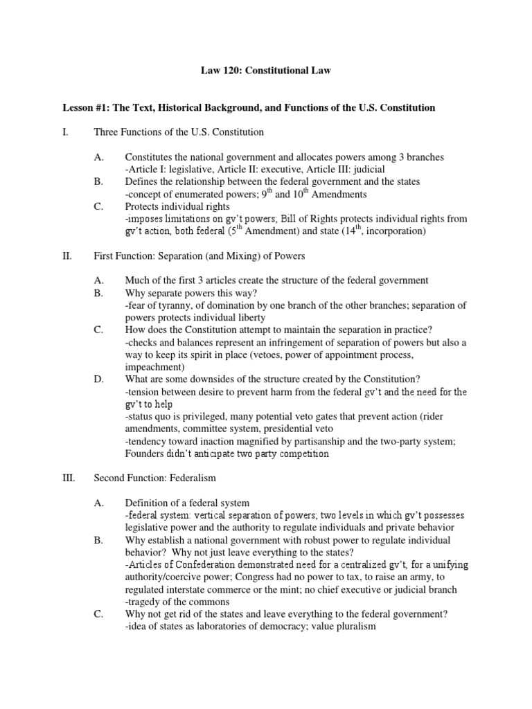 Constitutional Law Outline | PDF | Commerce Clause | United States ...