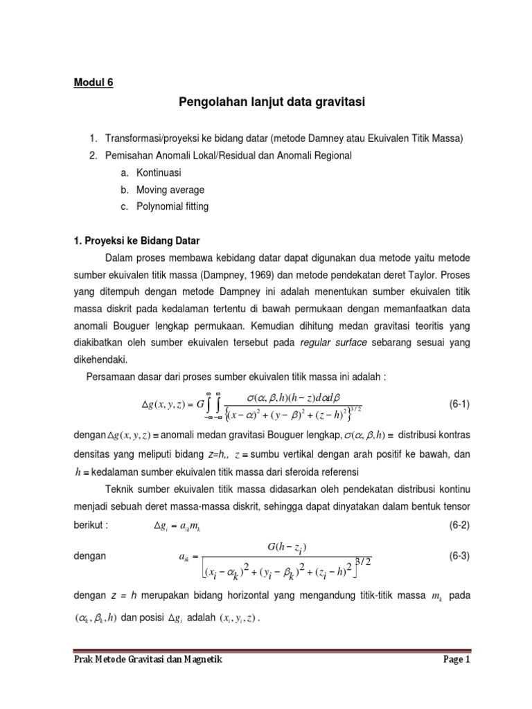 Modul 6 - Pengolahan Lanjut Data Gravitasi | PDF | Metode & Bahan Ajar