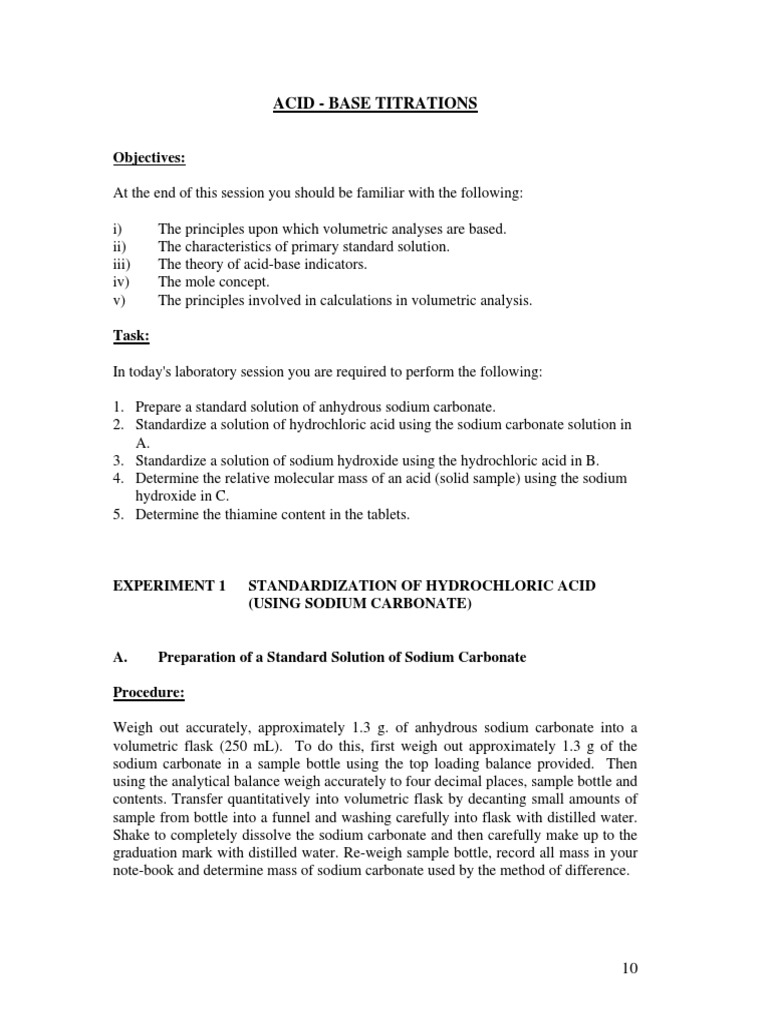Acid Base Titrations Lab | PDF | Titration | Chemistry