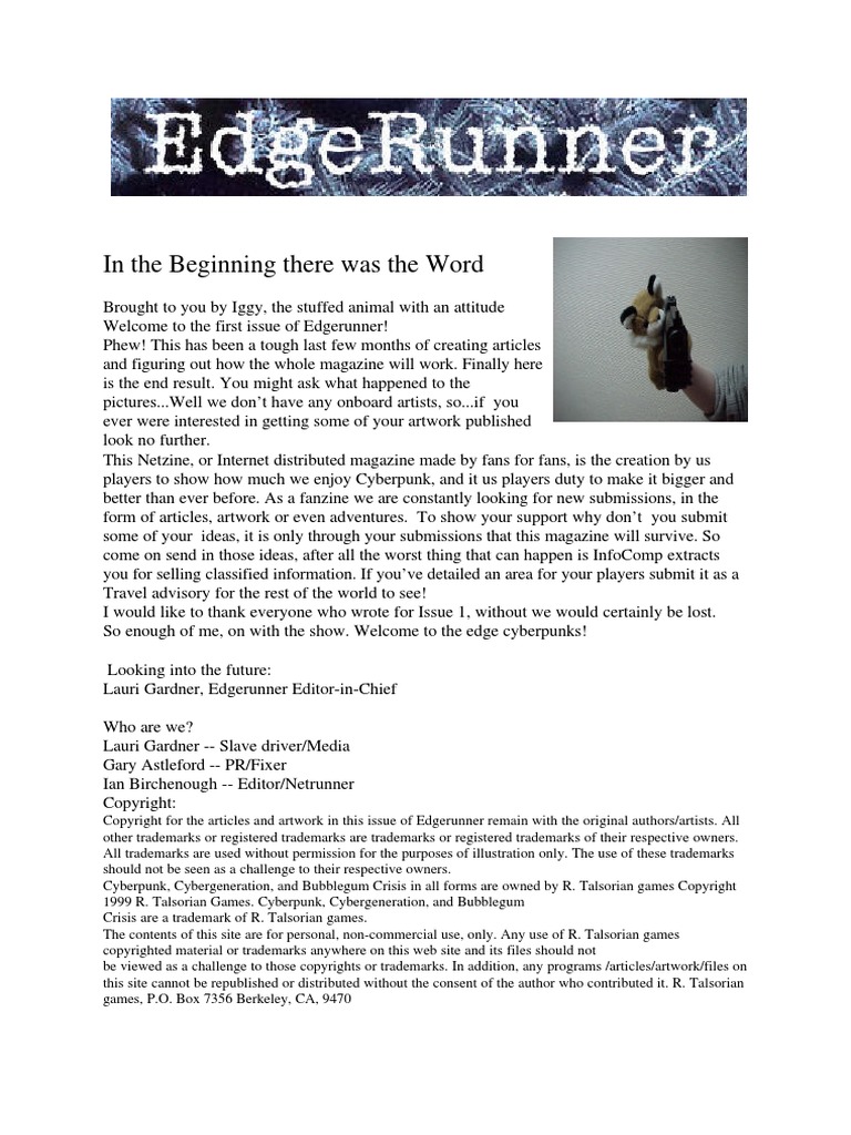 CyberPunk 2020 - Unofficial - Edge Runner Issue 1 | PDF | Leisure