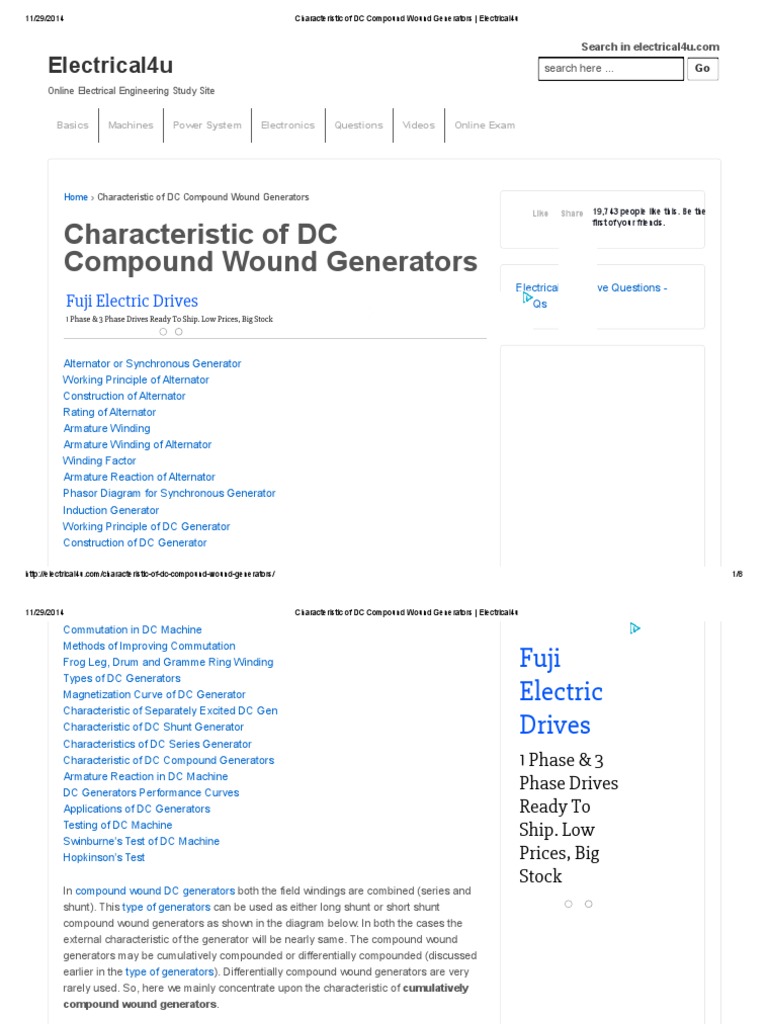 Characteristic of DC Compound Wound Generators - Electrical4u | PDF ...