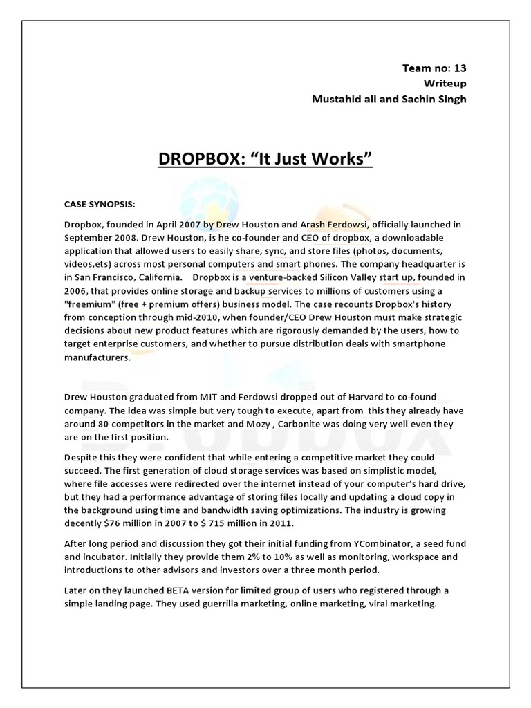 Dropbox Itjustworks Casestudysolution 140415100944 Phpapp01 | PDF | Cloud Computing | Analytics