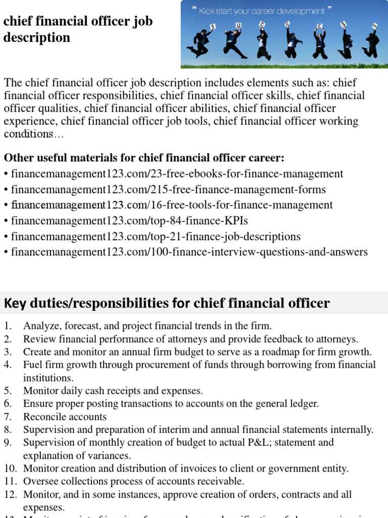 Chief Financial Officer Job Description | PDF | Chief Financial Officer ...
