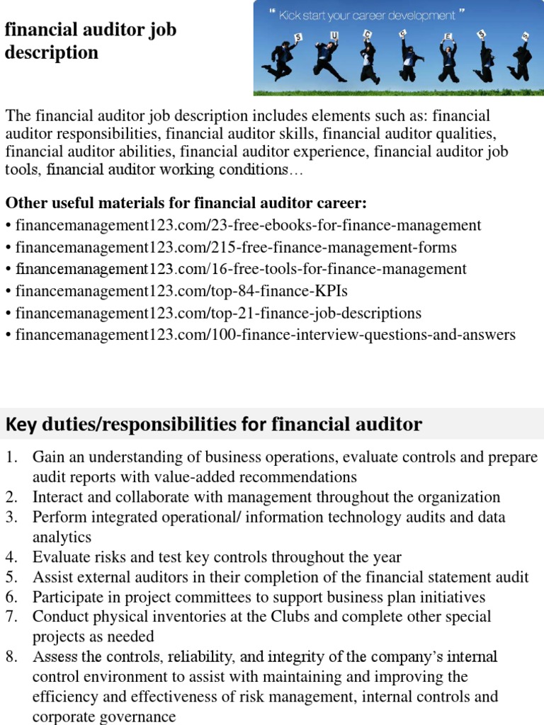 Financial Auditor Job Description | PDF | Financial Audit | Audit