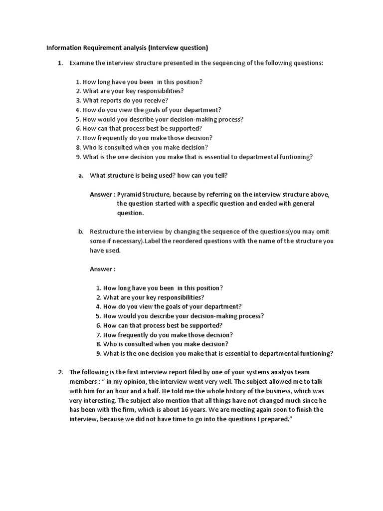 Information Requirement Analysis | PDF | Survey Methodology | Questionnaire