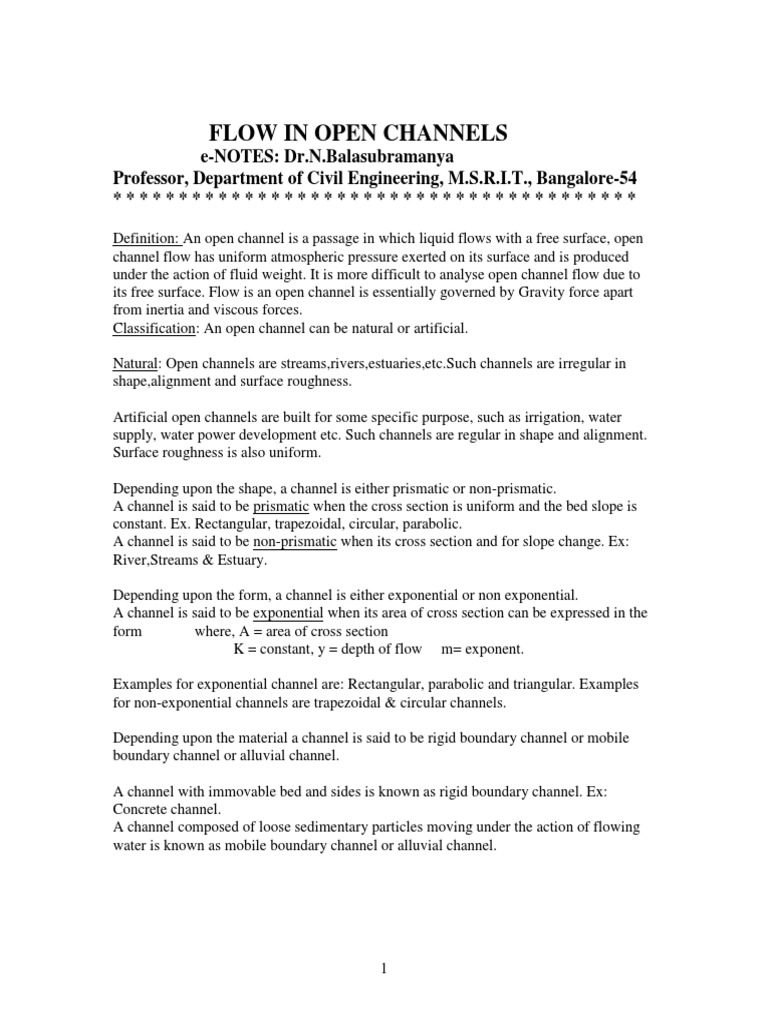Flow of Open Channel | PDF | Reynolds Number | Laminar Flow