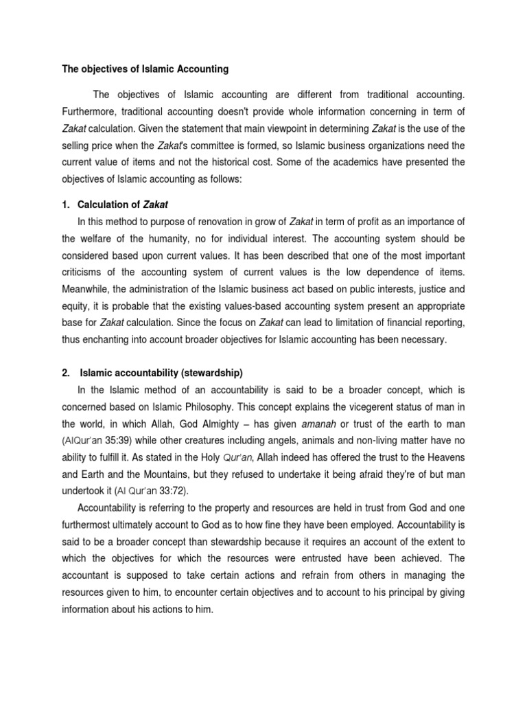 The Objectives of Islamic Accounting | PDF | Islamic Banking And ...