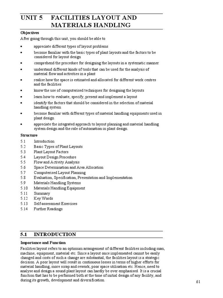 Facilities Layout and Material Handling Guide | PDF | Crane (Machine ...