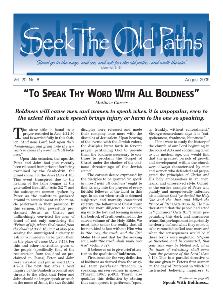 To Speak Thy Word With All Boldness: Examining the Qualities and ...