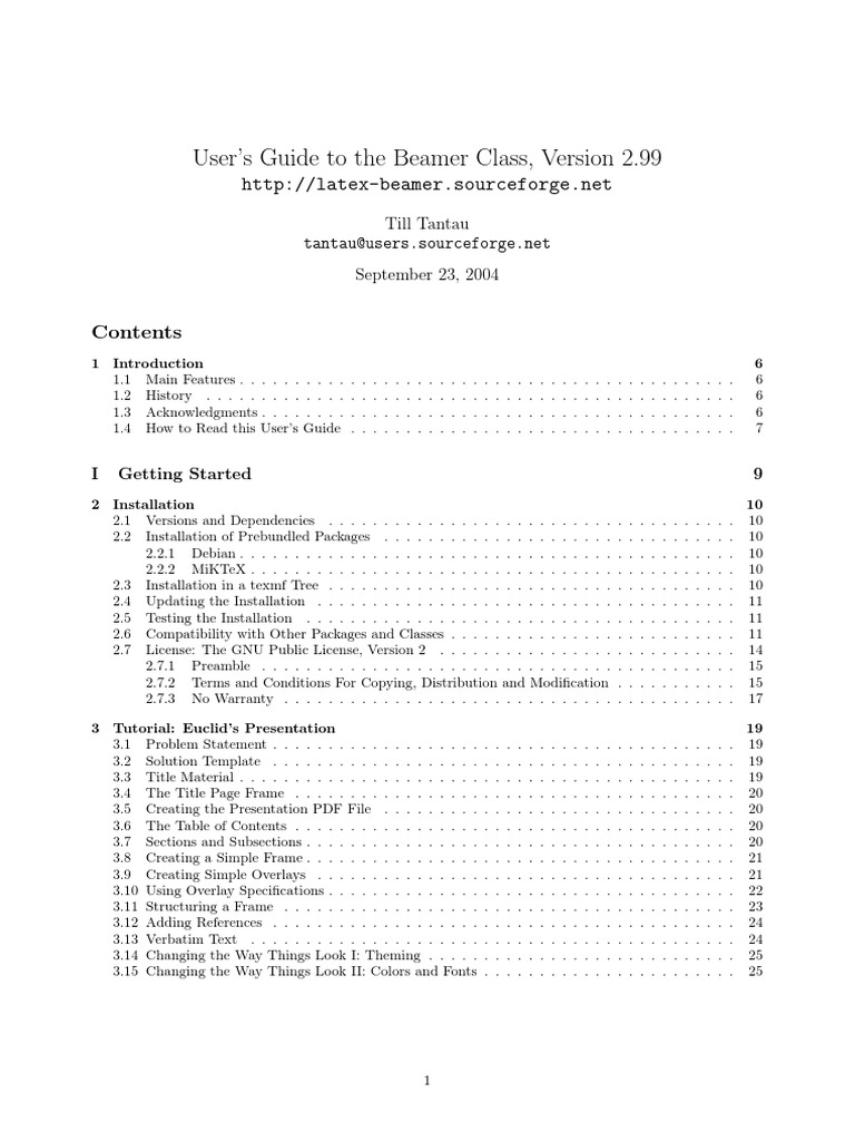 Beamer User Guide | PDF | Free Software | Te X