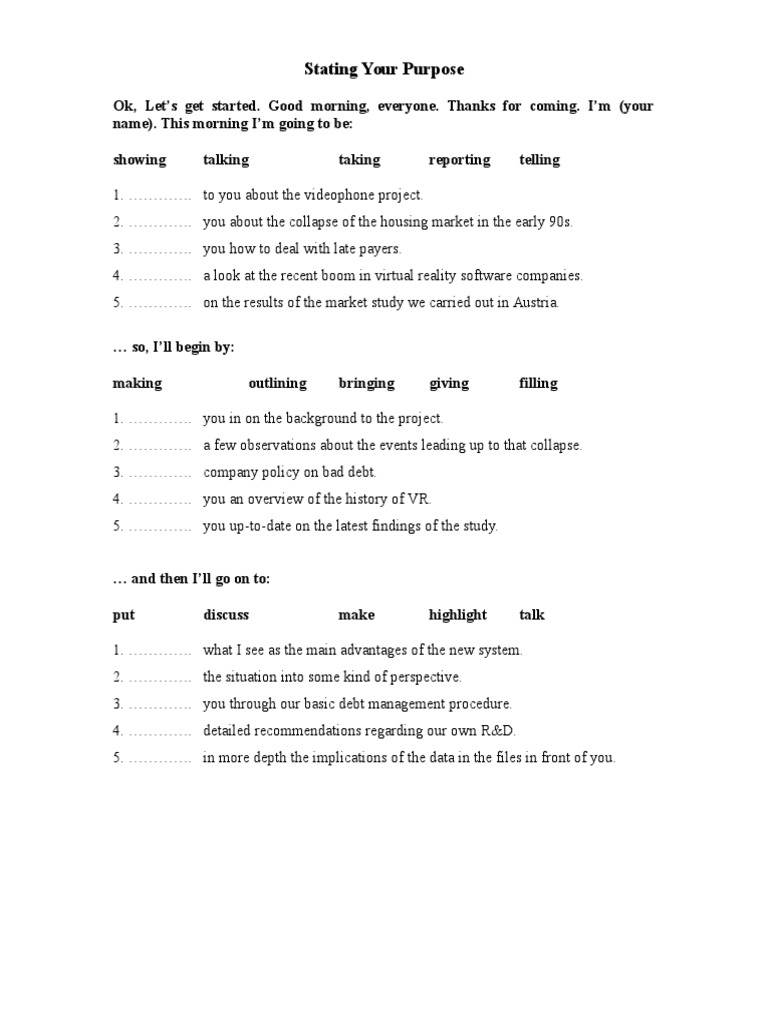 Stating Your Purpose | PDF