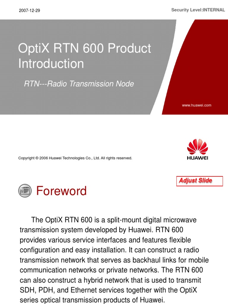 1.OptiX RTN 600 Product Introduction | PDF | Ethernet | Antenna (Radio)