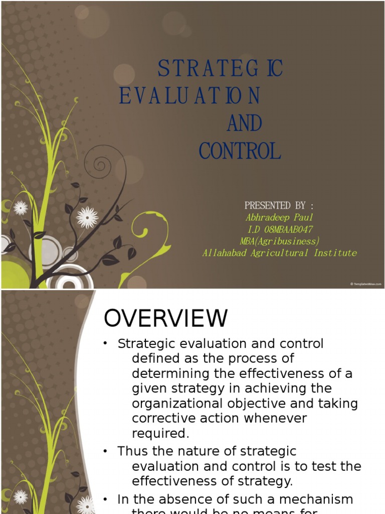 Strategic Evaluation and Control Overview | PDF | Strategic Management ...