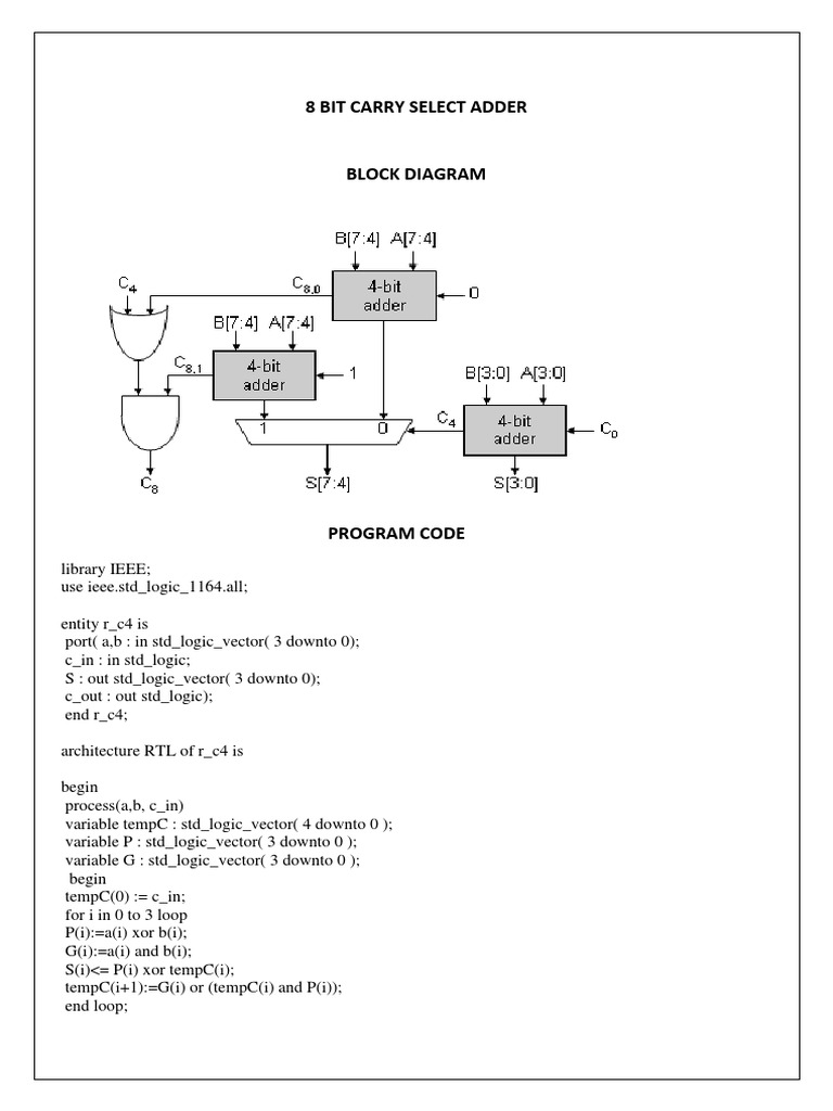 8 Bit Carry Select Adder | PDF | Electronic Engineering | Electronic Design