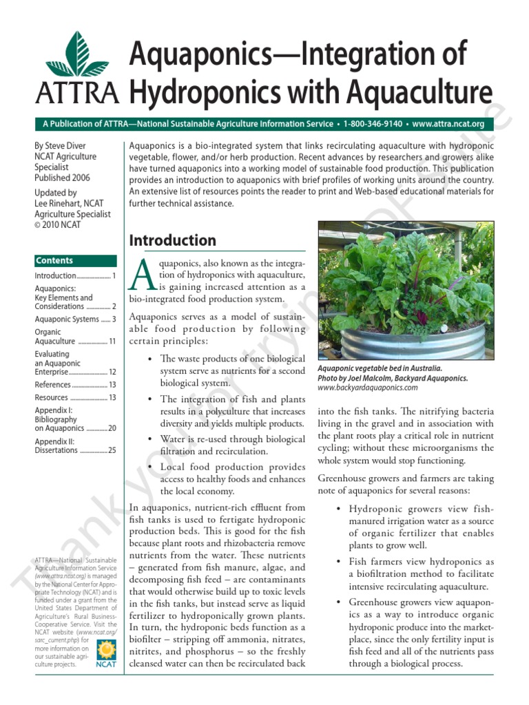 Hydroponics With Aquaculture | PDF | Aquaponics | Organic Farming