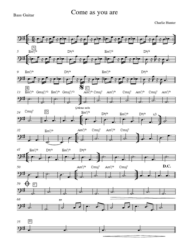 Come as You Are by Charlie Hunter Bass transcription