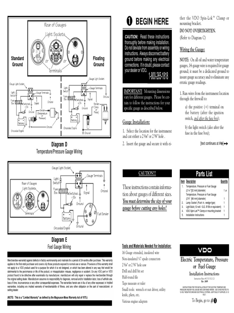 VDP Electric Gauges | PDF | Electrical Wiring | Electrical Connector