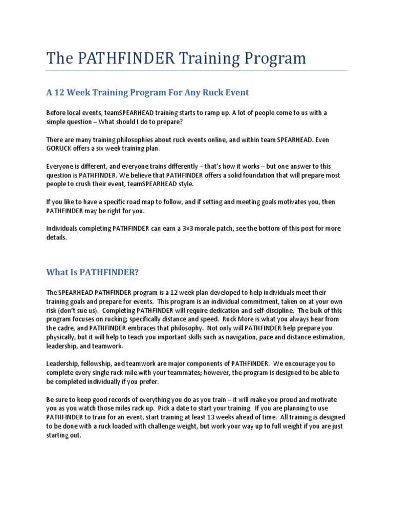 The PATHFINDER Training Program | PDF | Physical Exercise | Leadership