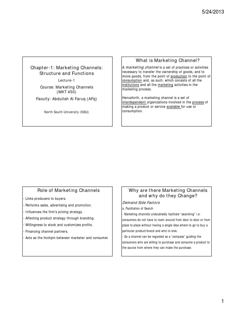 Chapter-1: Marketing Channels: Structure and Functions What Is ...