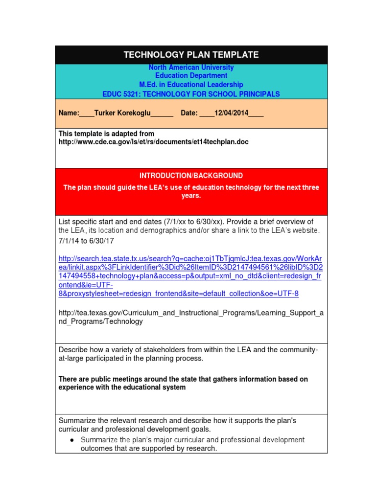 North American University Tech Plan | PDF | Educational Technology ...