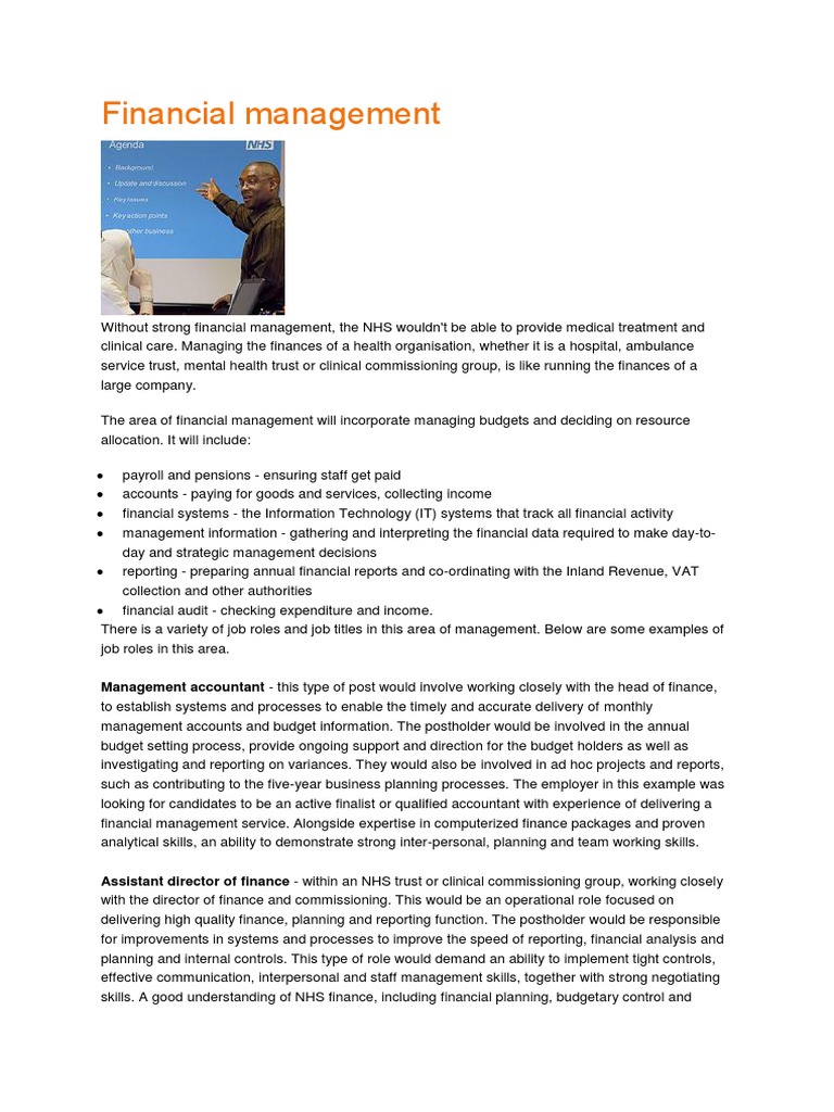 NHS Financial Management Overview | PDF