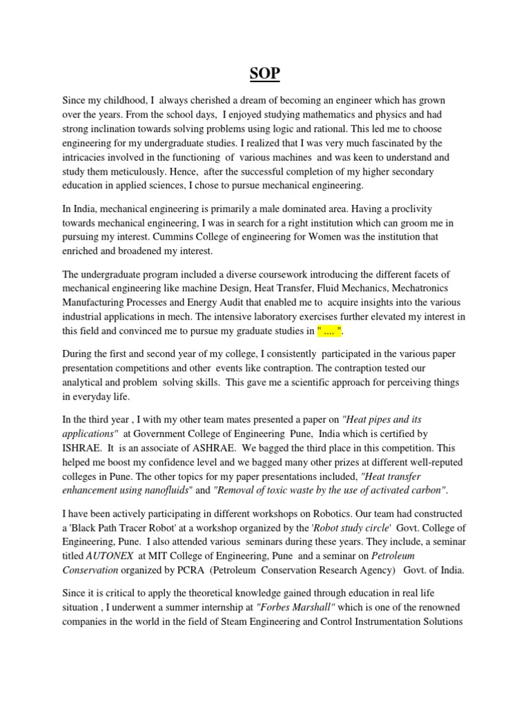 SOP | PDF | Engineering | Mechanical Engineering