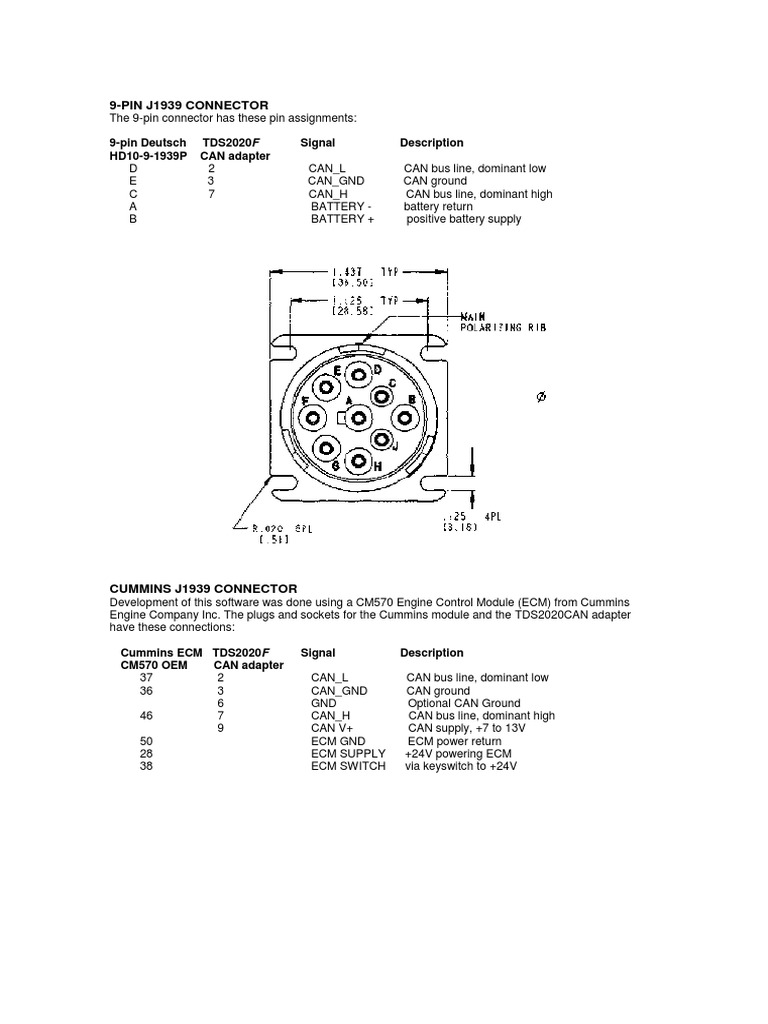 J1939 9-Pin Connector and Pinout Guide | PDF | Technology & Engineering