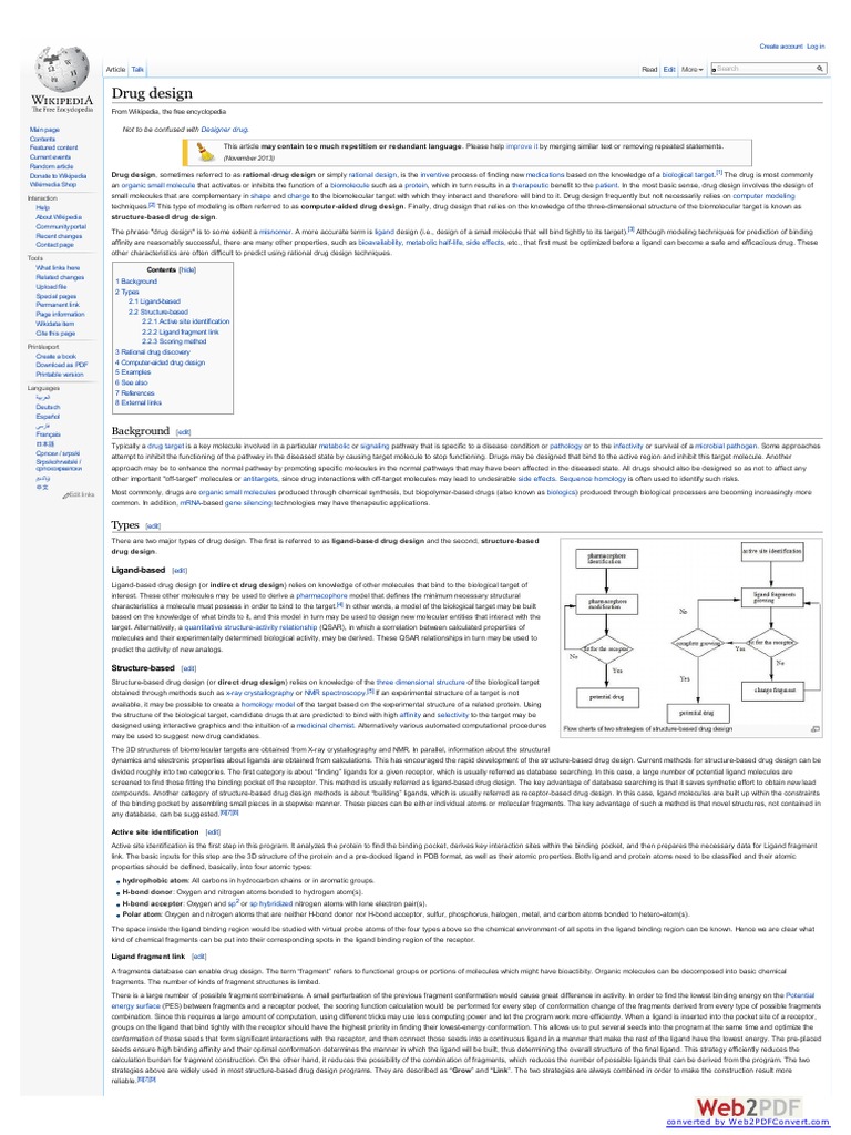 En Wikipedia Org | PDF | Drug Design | Pharmaceutical Sciences