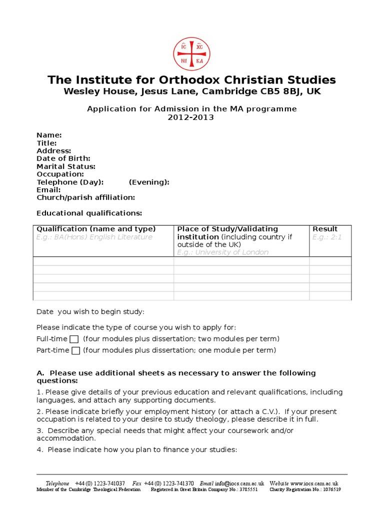 MA Application Form | Download Free PDF | University Of Cambridge ...