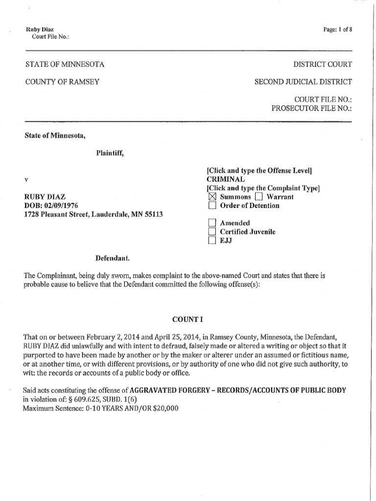 Ruby Diaz Charges | PDF